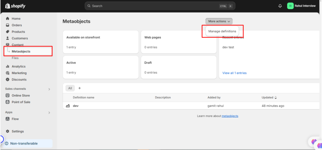 What is Shopify metaobject in hindi